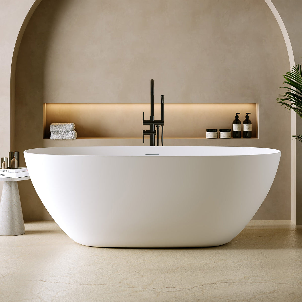 Elegantes Freistehende Badewanne Mineralguss Ebenbild