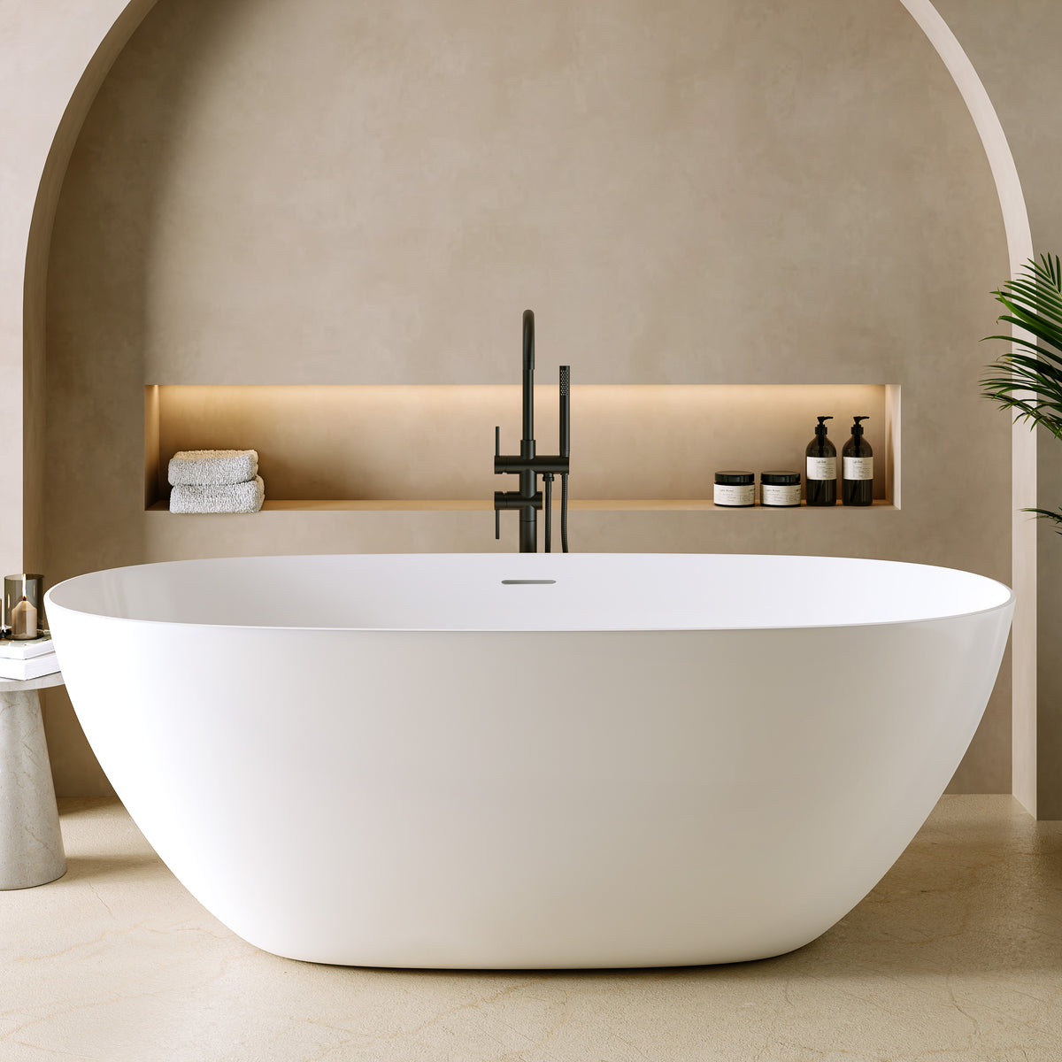 Elegantes Freistehende Badewanne Mineralguss Ebenbild