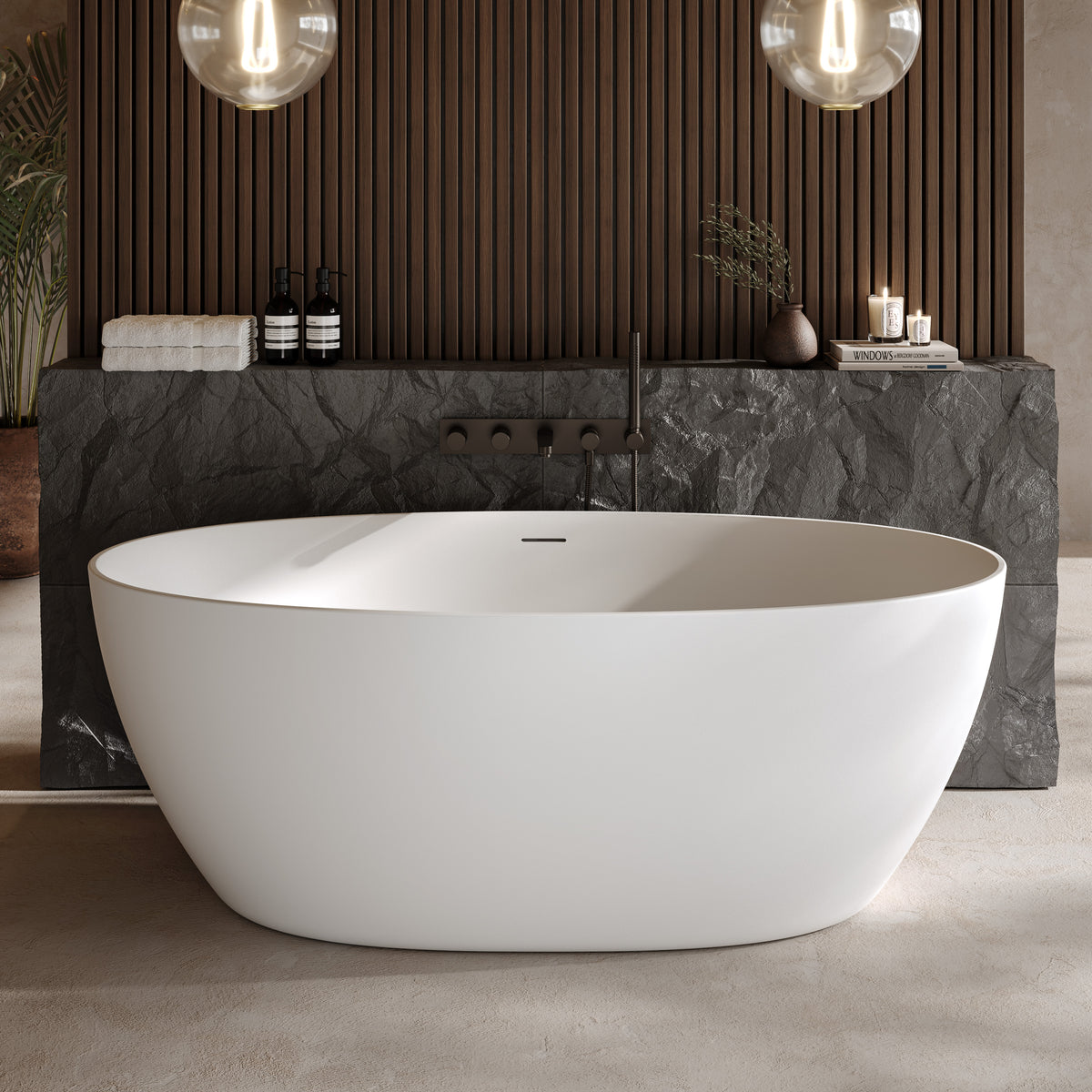 Elegantes Freistehende Badewanne Mineralguss Ebenbild
