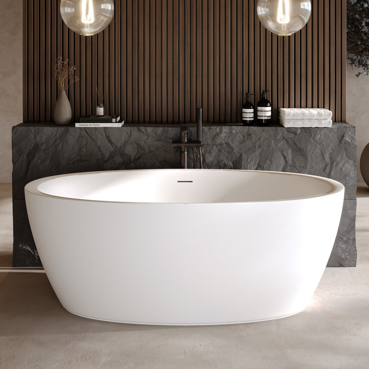 Elegantes Freistehende Badewanne Mineralguss Ebenbild