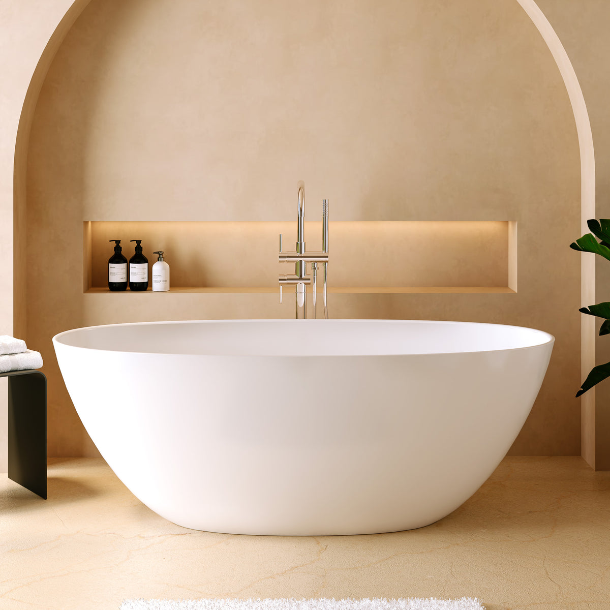 Elegantes Freistehende Badewanne Mineralguss Ebenbild