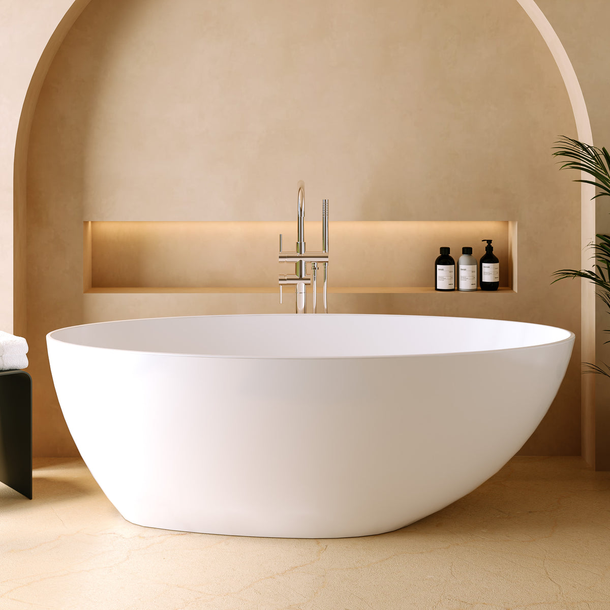Elegantes Freistehende Badewanne Mineralguss Ebenbild