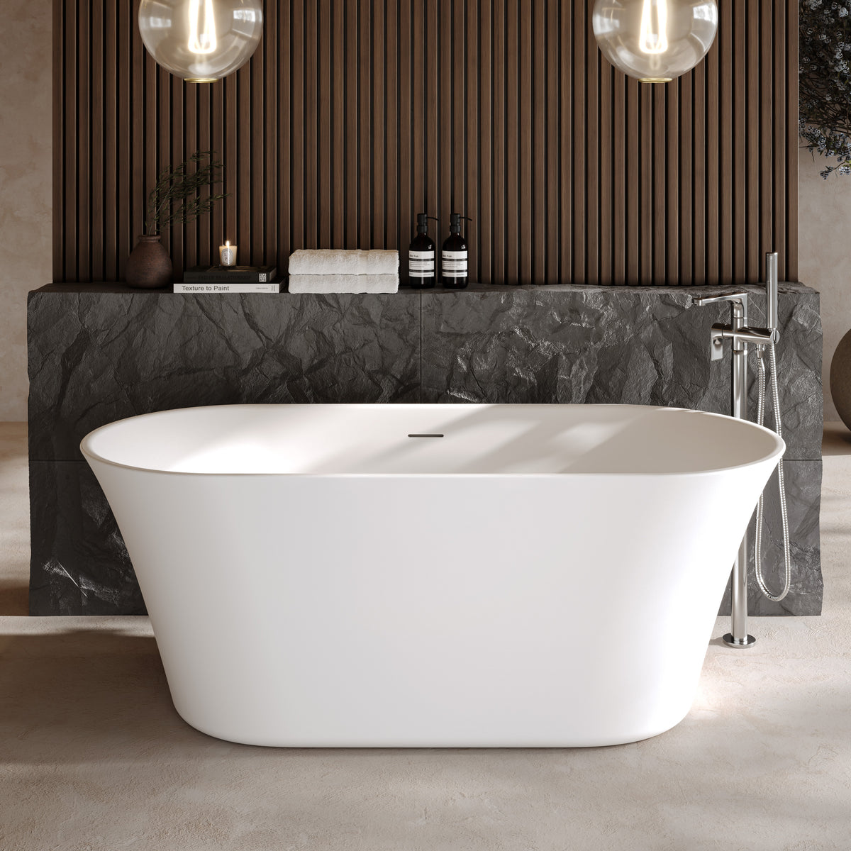 Elegantes Freistehende Badewanne Mineralguss Ebenbild